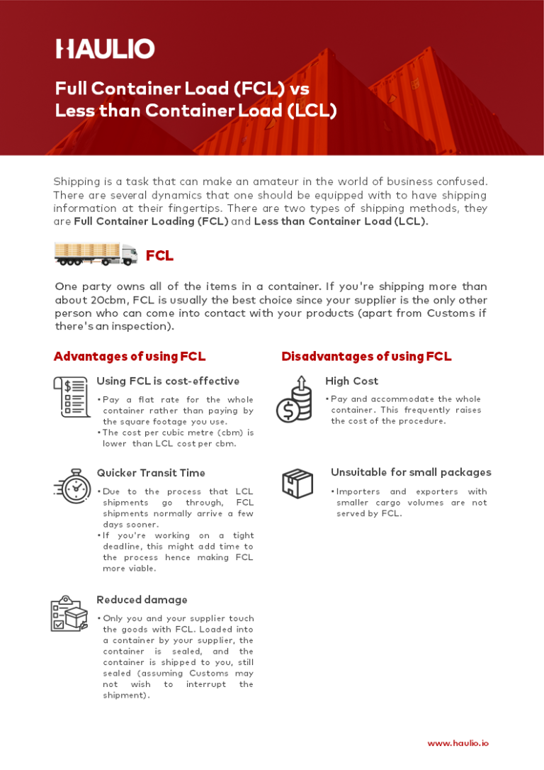 Full Container Load (FCL) vs Less than Container Load (LCL) - Haulio